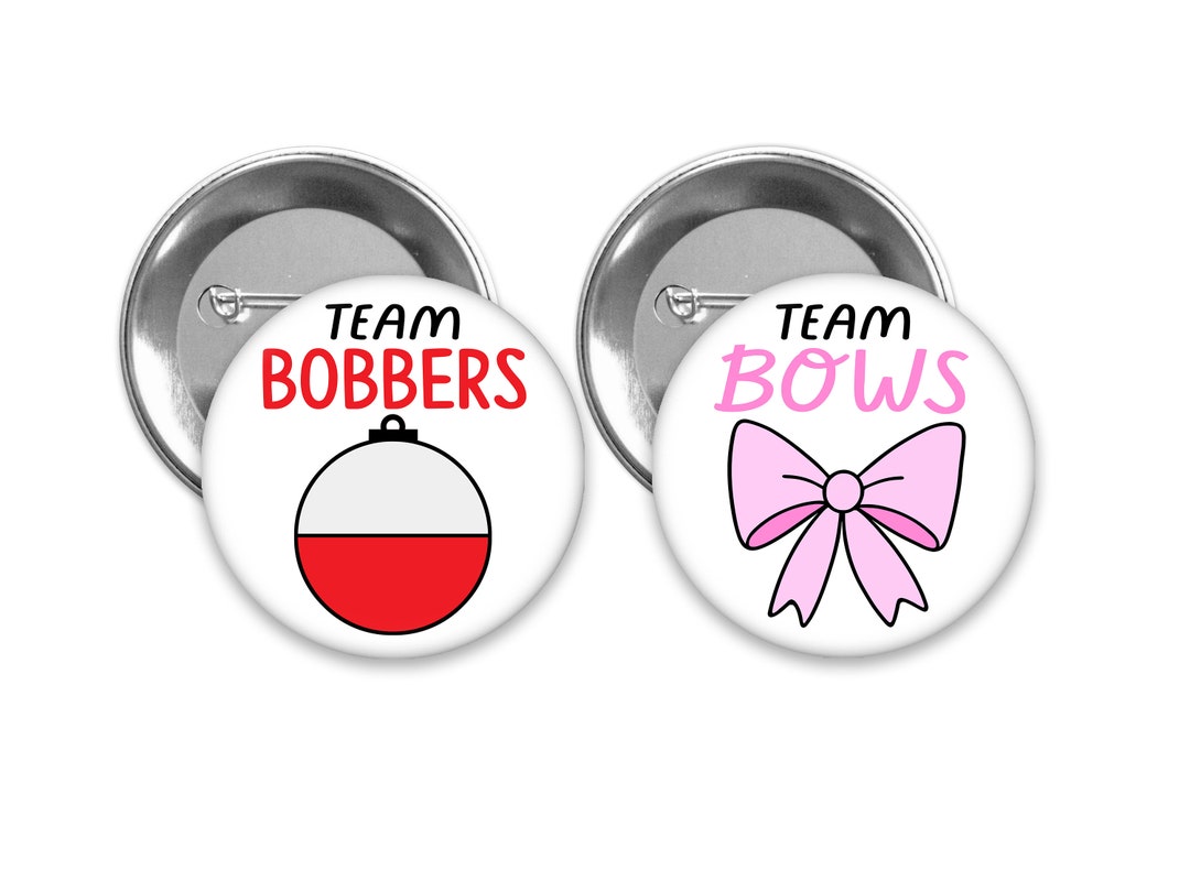 Team Bobbers and Team Bows Gender Reveal Pins With Pink and Red ...