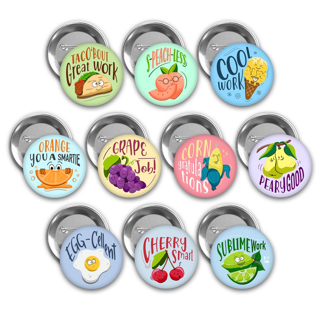 Positive Reward Pin Back Buttons. Set of 10. 3 Pin Sizes to Choose From ...