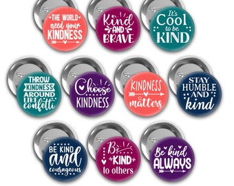 Kindness Pin Back Buttons. Set of 10. 3 Pin Sizes to Choose From. - Etsy