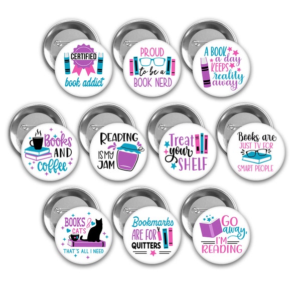 Library Buttons - Etsy