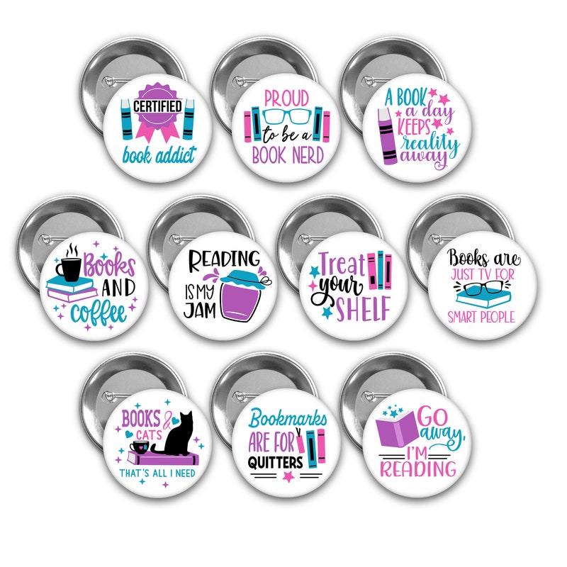 Library Buttons - Etsy