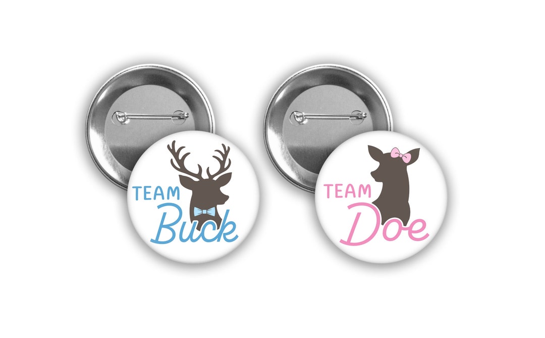 Team Buck and Team Doe Gender Reveal Pins With Dark Brown Silhouette ...