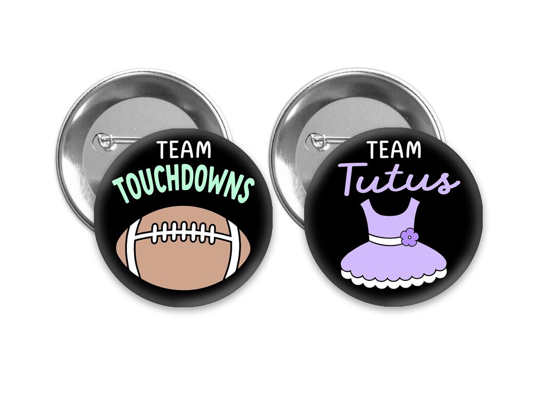 Team Touchdowns and Team Tutus Gender Reveal Pins - Etsy