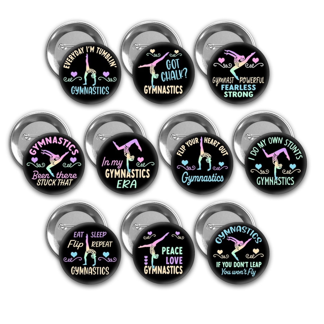 Gymnastics Pin Back Buttons. Set of 10. 3 Pin Sizes to Choose From. - Etsy
