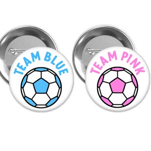 Team Pink Vs Blue Soccer Gender Reveal Pins: Baby Shower Favors - Etsy
