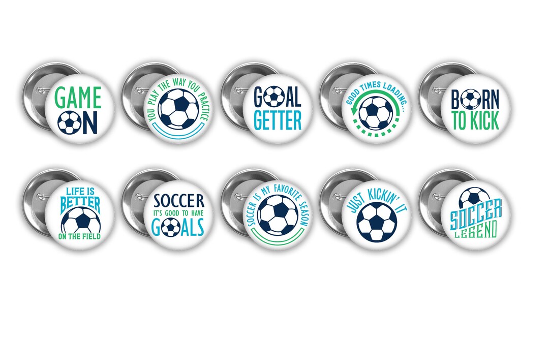 Soccer Pin Back Buttons. Set of 10. 3 Pin Sizes to Choose - Etsy