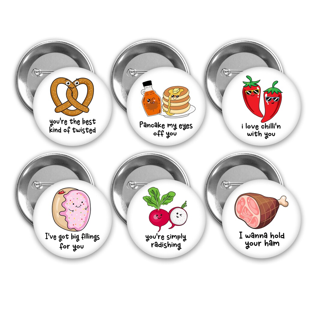 Cute Valentine Pun Pins - Valentines Pin Back Buttons. Set of 6. 3 Pin ...