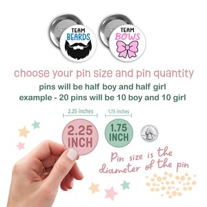 Team Bows and Team Beards Gender Reveal Pins. Pink Bow and Black Beard ...