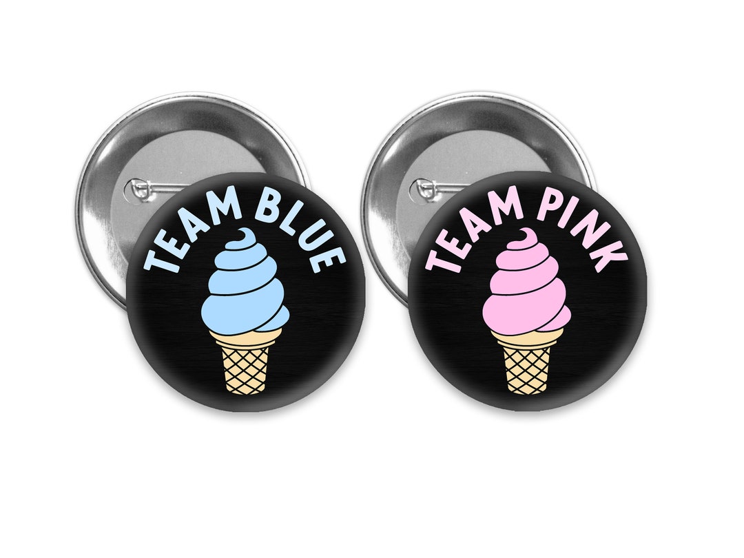 Ice Cream Gender Reveal Pins: Team Pink, Team Blue - Etsy
