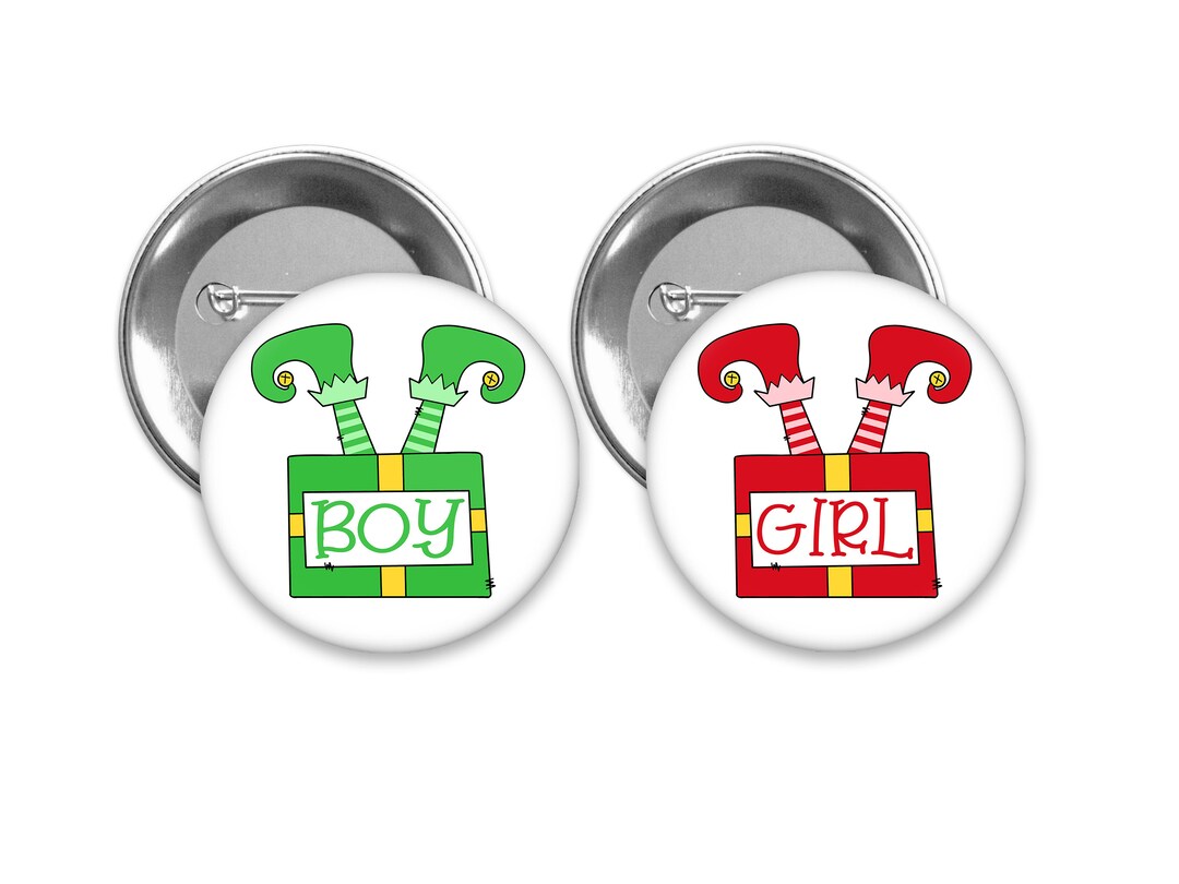 Christmas Elf Gender Reveal Pins: Team Boy, Team Girl - Etsy