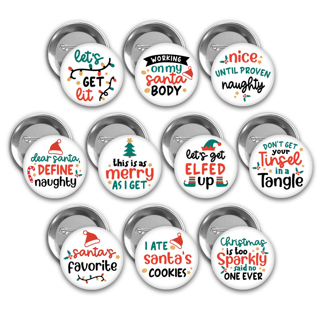 Christmas Pin Back Buttons. Set of 10. 3 Pin Sizes to Choose From. - Etsy