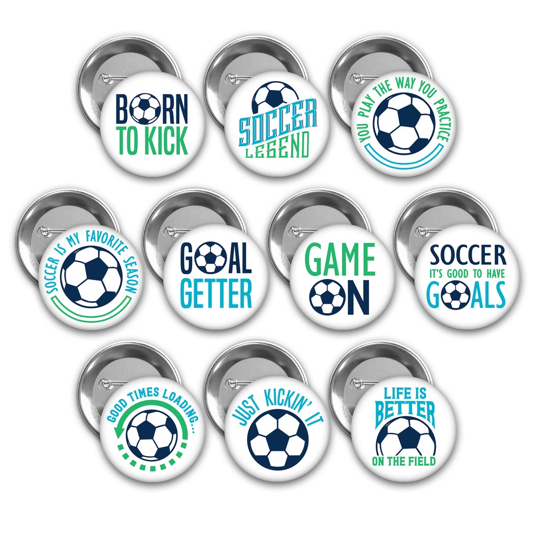 Soccer Pin Back Buttons. Set of 10. 3 Pin Sizes to Choose From. - Etsy