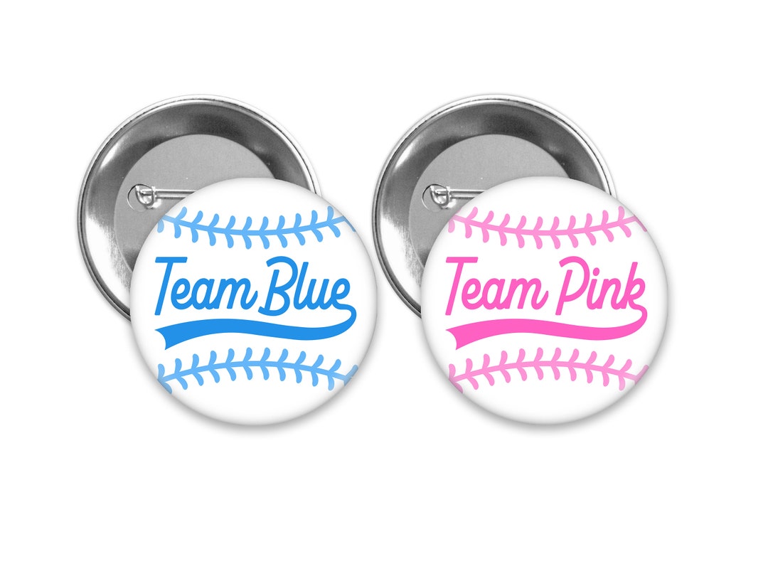 Team Pink and Team Blue Baseball Gender Reveal Pins. 2 Pin Sizes ...