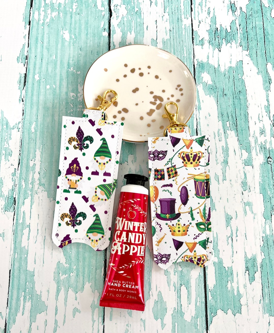 Mardi Gras Hand Lotion Holder, Hand Cream Holder, Hearts Pouch, Mardi ...