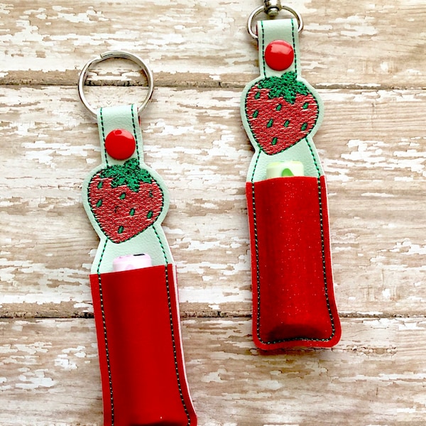 Lip Balm Keychain Holder Strawberry Etsy