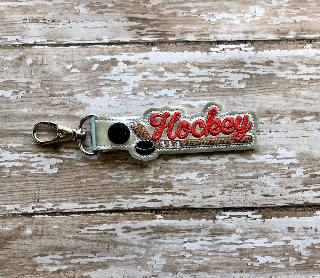 Hockey Keychain, Hockey Key Chain, Hockey Zipper Pull, Hockey Bag Tag ...