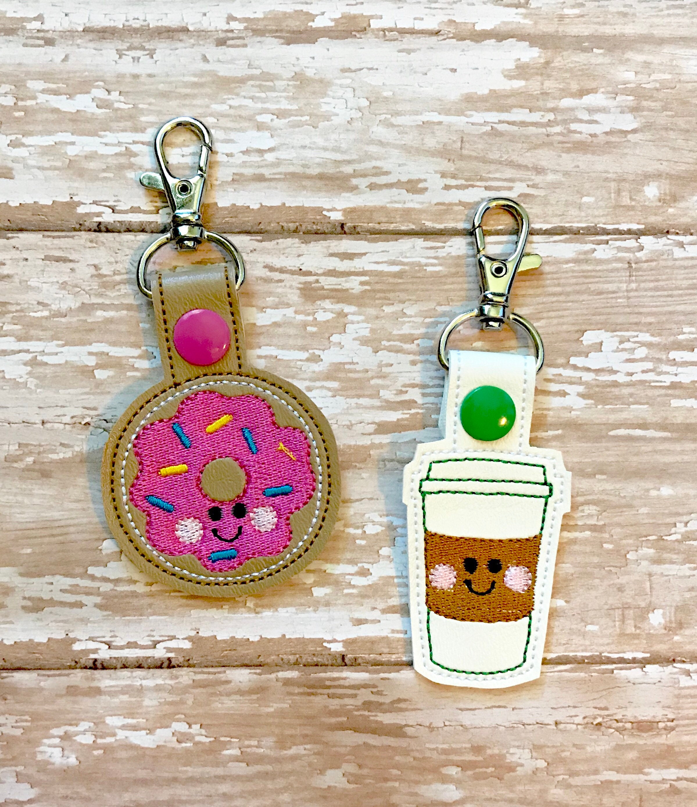 Best Friends Keychain Coffee and Donut BFF Key Fob Best - Etsy