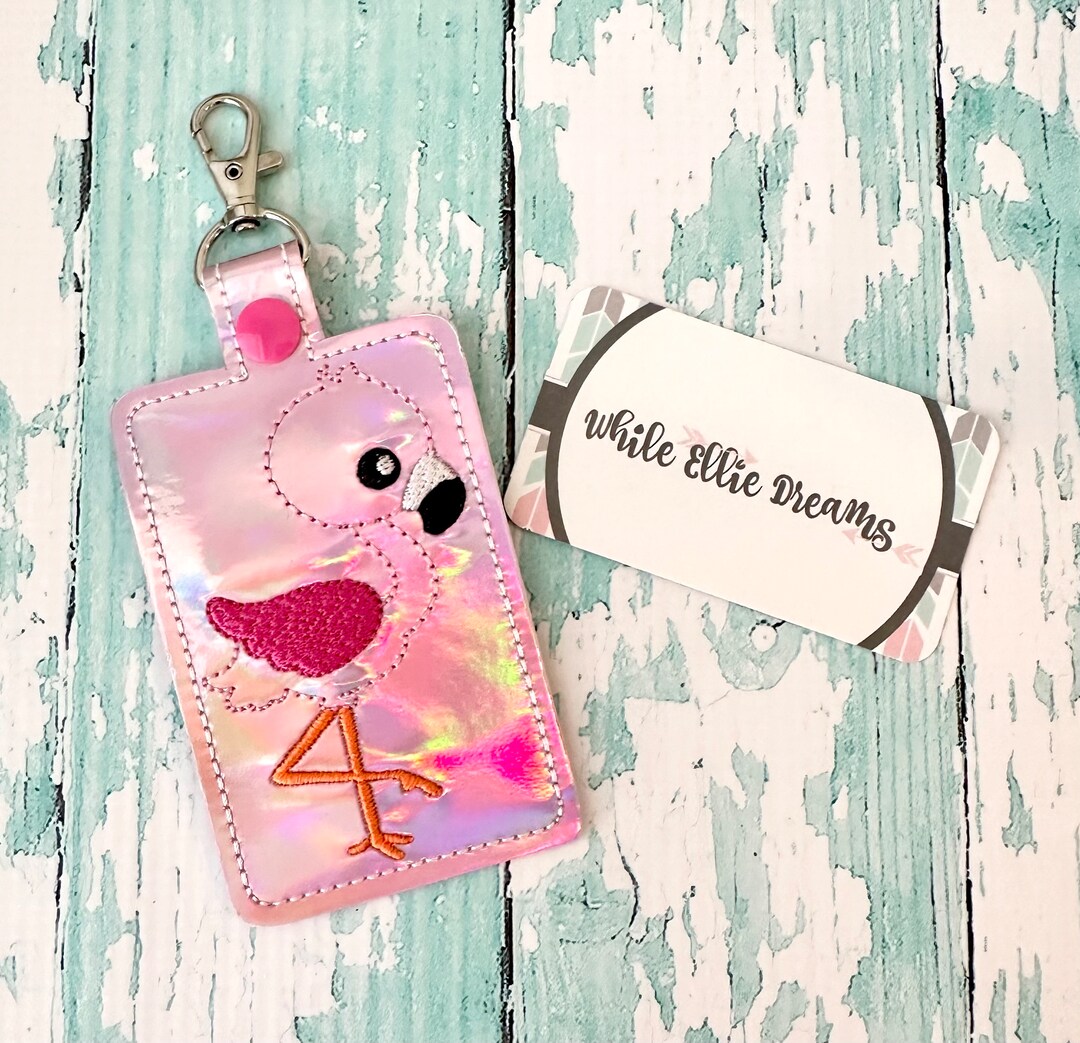 Flamingo ID Badge Holder, Flamingo Badge Holder, ID Holder, Vertical ID ...