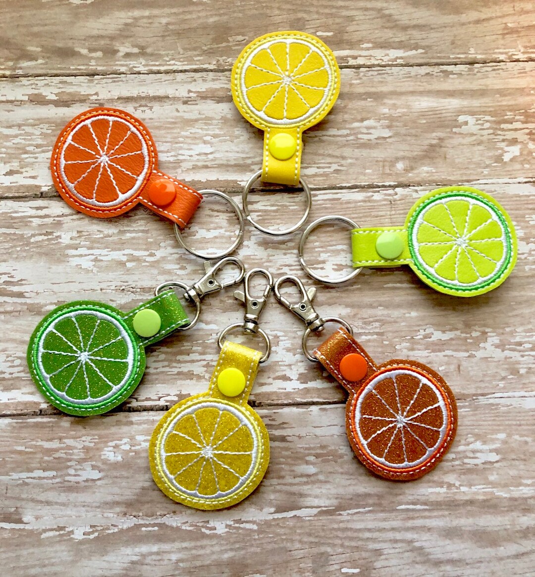 Citrus Slice Keychain, Lemon Key Chain, Lime Zipper Pull, Orange Snap ...