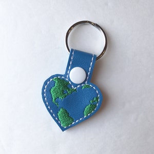 Earth Keychain, Heart Earth Keychain, Earth Day, Save the Earth Key Fob ...