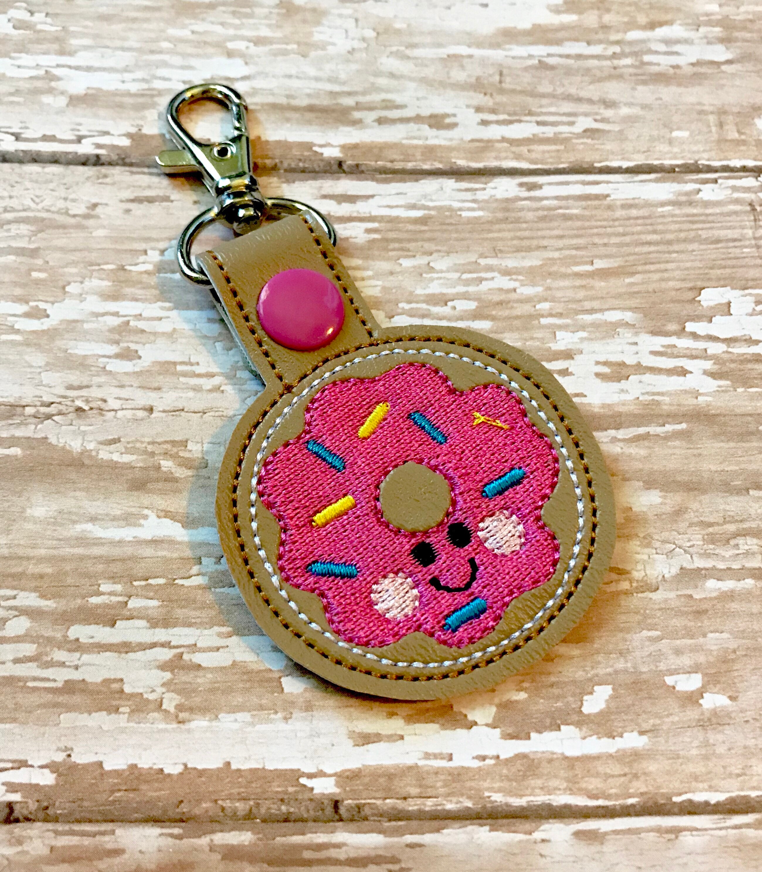 Donut Keychain Doughnut Key Chain Donut Snap Tab Doughnut | Etsy