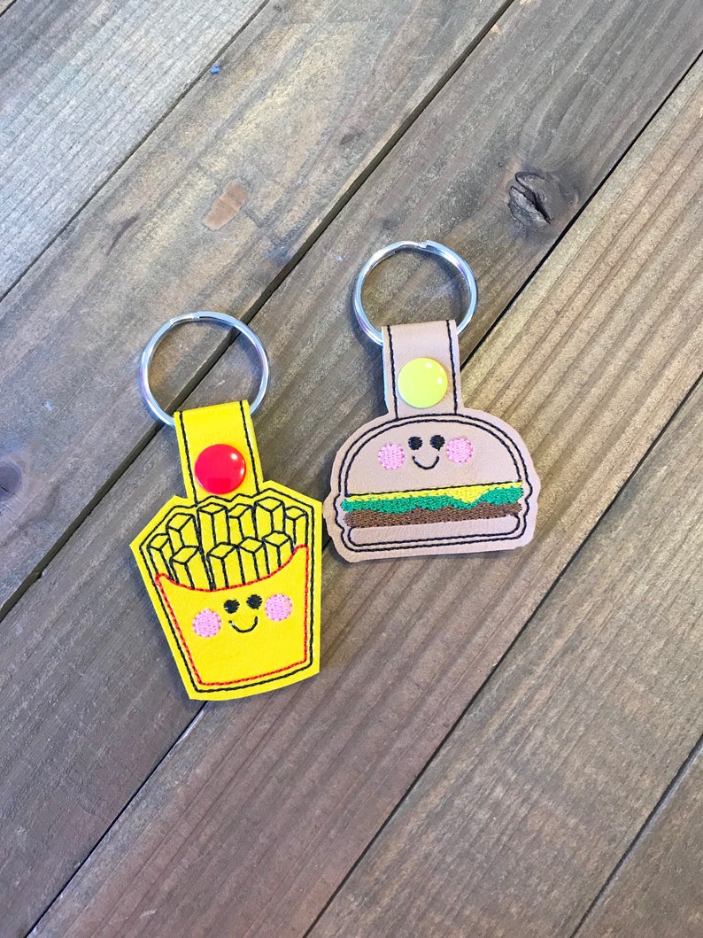 Best Friends Keychain Burger and Fries BFF Key Fob Best - Etsy
