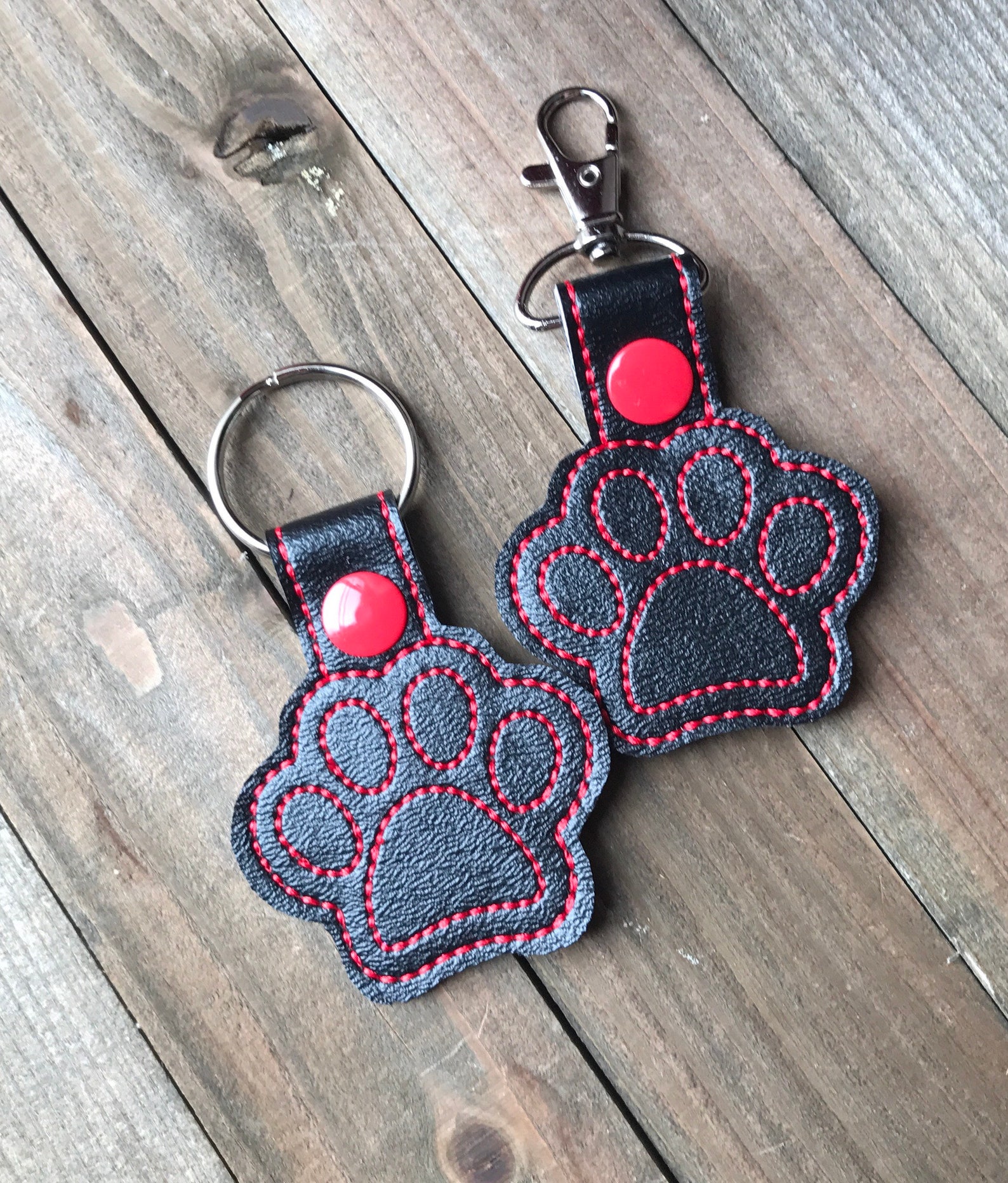 Paw Keychain Paw Print Key Chain Pet Snap Tab Key Fob Paw - Etsy