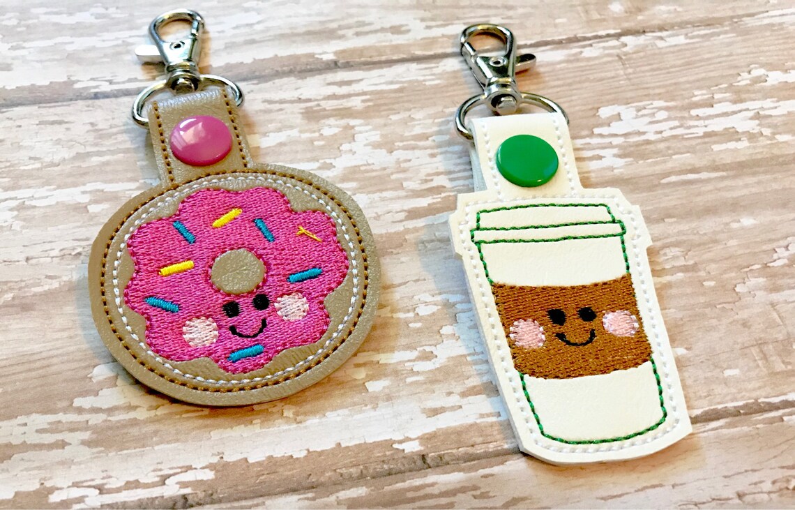 Best Friends Keychain Coffee and Donut BFF Key Fob Best | Etsy