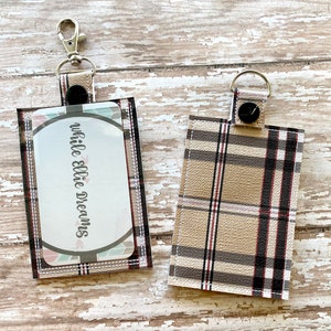 ID Badge Holder Badge Holder ID Holder Vertical ID Holder Special Edition Tan Plaid Tan Plaid Badge Holder Etsy