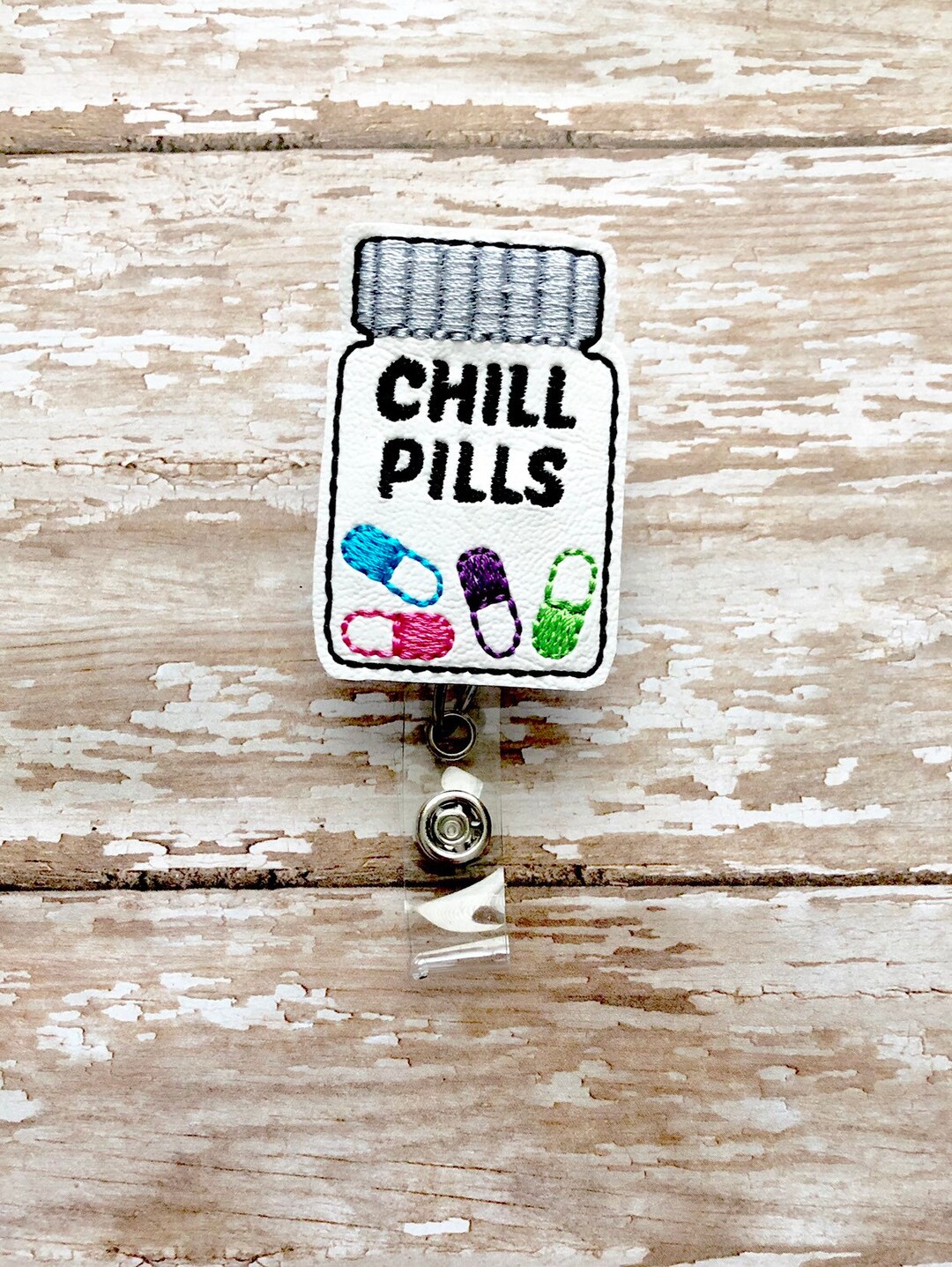 Chill Pills Badge Reel, Nurse Badge Reel, ID Badge Reel, Retractable ...