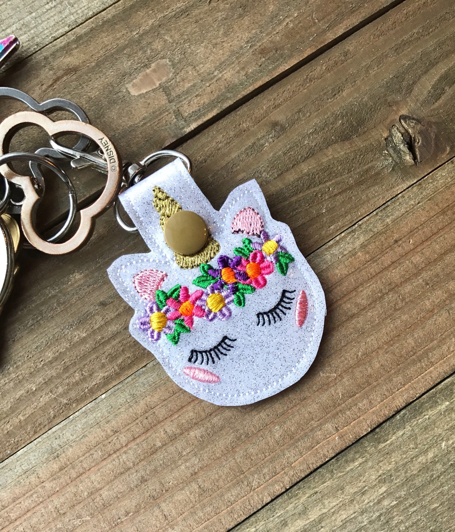 Unicorn Keychain Unicorn Key Chain Cute Unicorn With Flower - Etsy