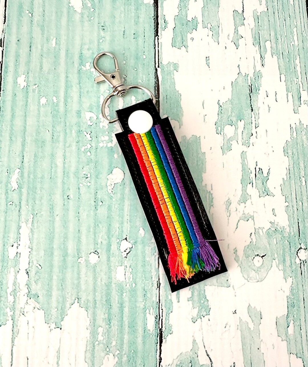 Rainbow Stripe Keychain, Rainbow Fringe Key Chain, Rainbow Zipper Pull ...