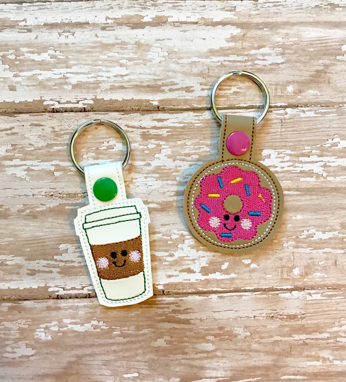 Best Friends Keychain Coffee and Donut BFF Key Fob Best | Etsy