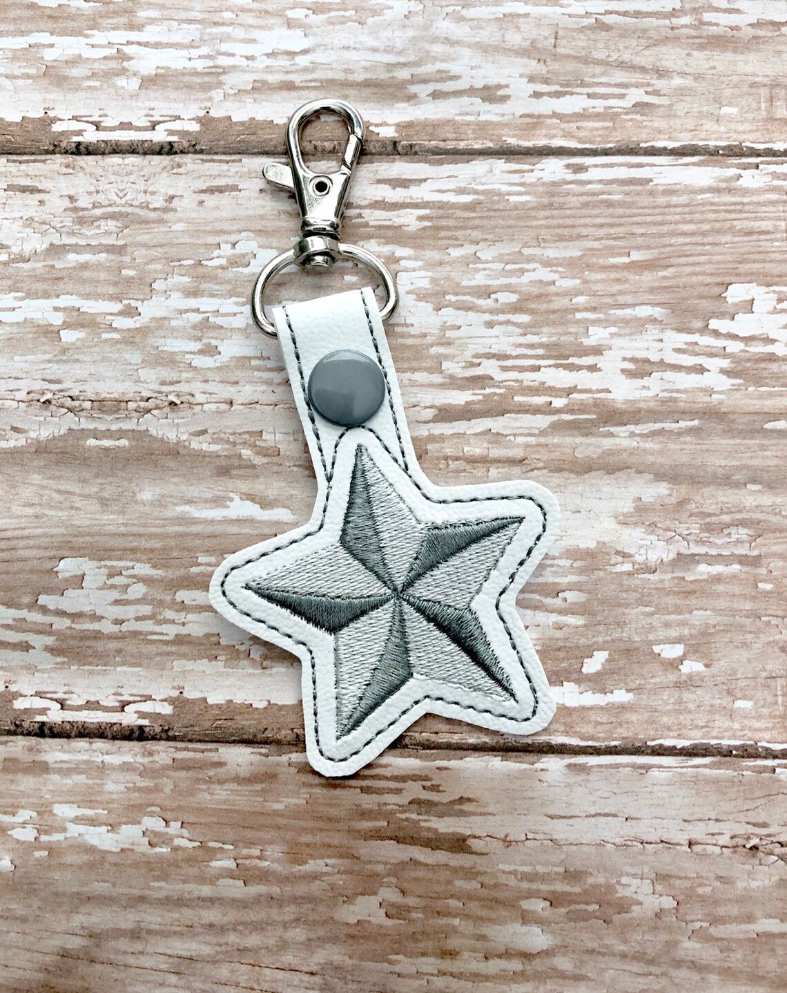 Star Keychain Faceted Star Key Fob Embroidered Star Key | Etsy
