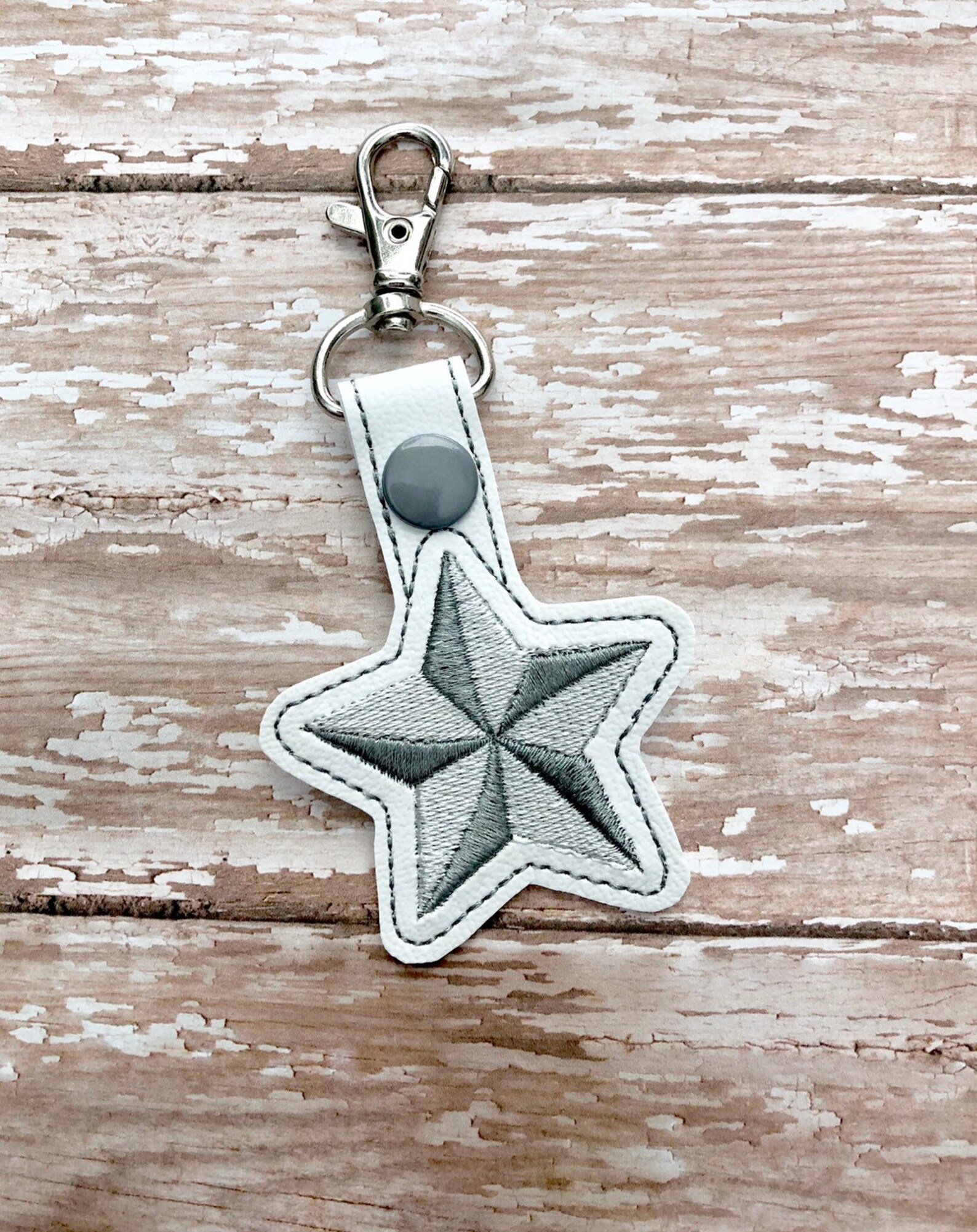 Star Keychain Faceted Star Key Fob Embroidered Star Key | Etsy