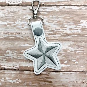 Star Keychain, Faceted Star Key Fob, Embroidered Star Key Chain --- You ...
