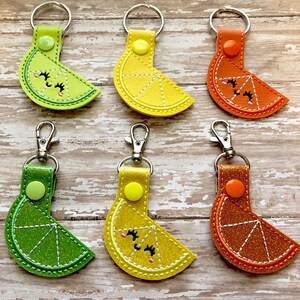 Lemon Slice Keychain, Lime Slice Key Chain, Orance Zipper Pull, Citrus ...