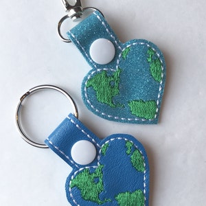 Earth Keychain, Heart Earth Keychain, Earth Day, Save the Earth Key Fob ...