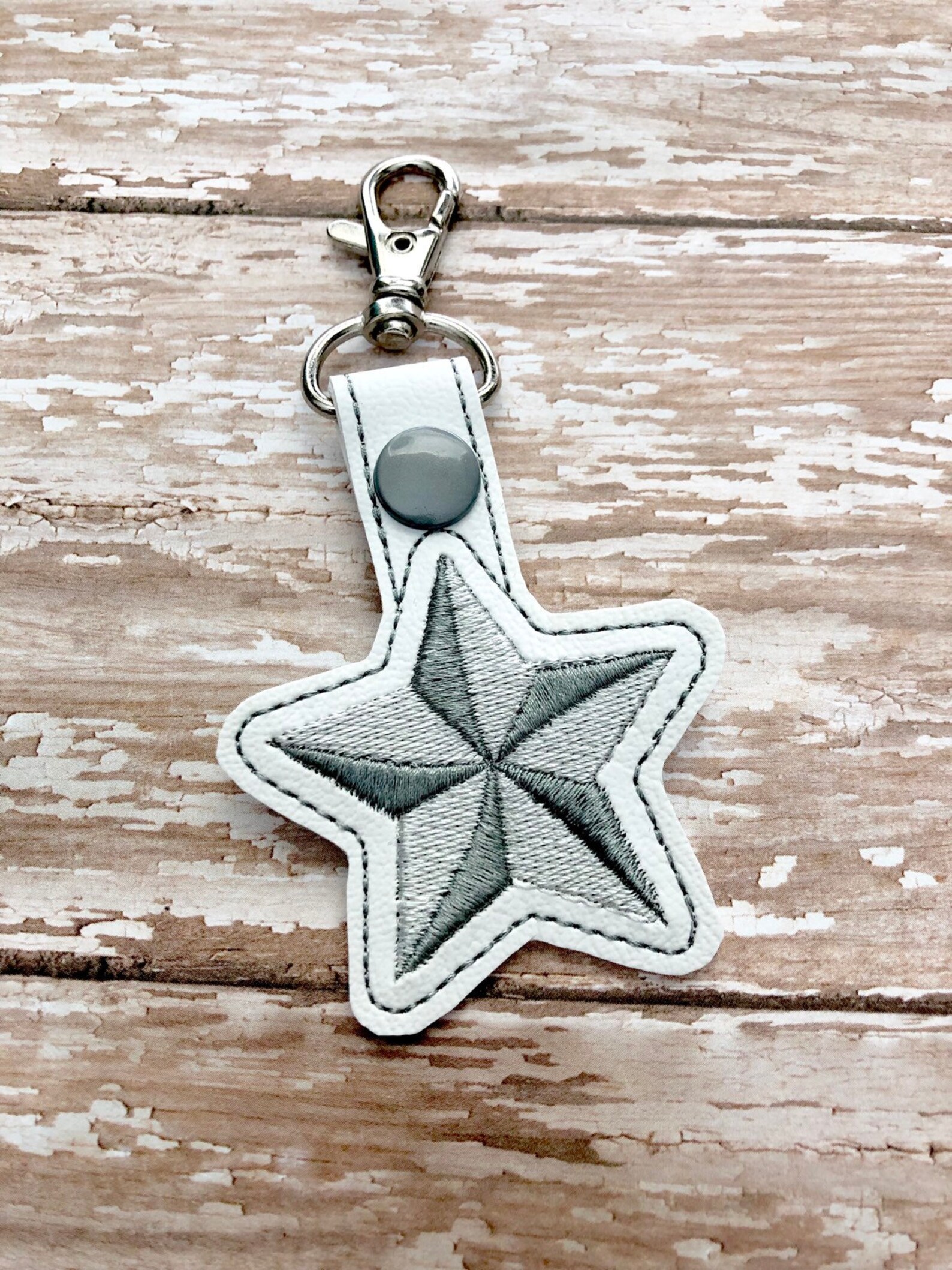 Star Keychain Faceted Star Key Fob Embroidered Star Key | Etsy