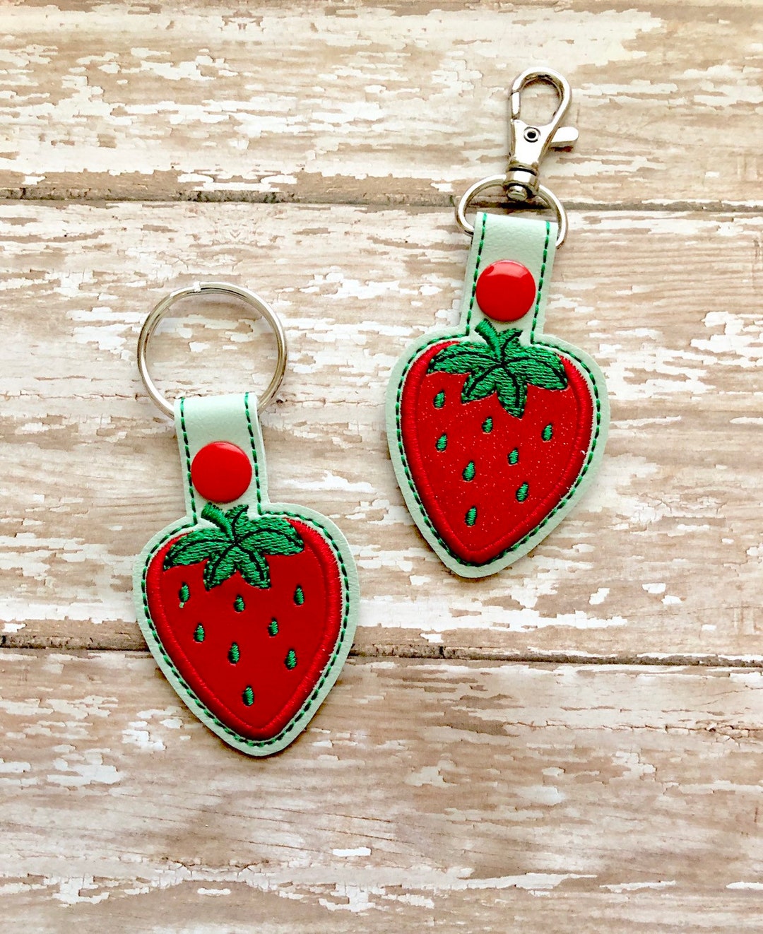 Strawberry Keychain, Strawberry Key Chain, Strawberry Zipper Pull ...