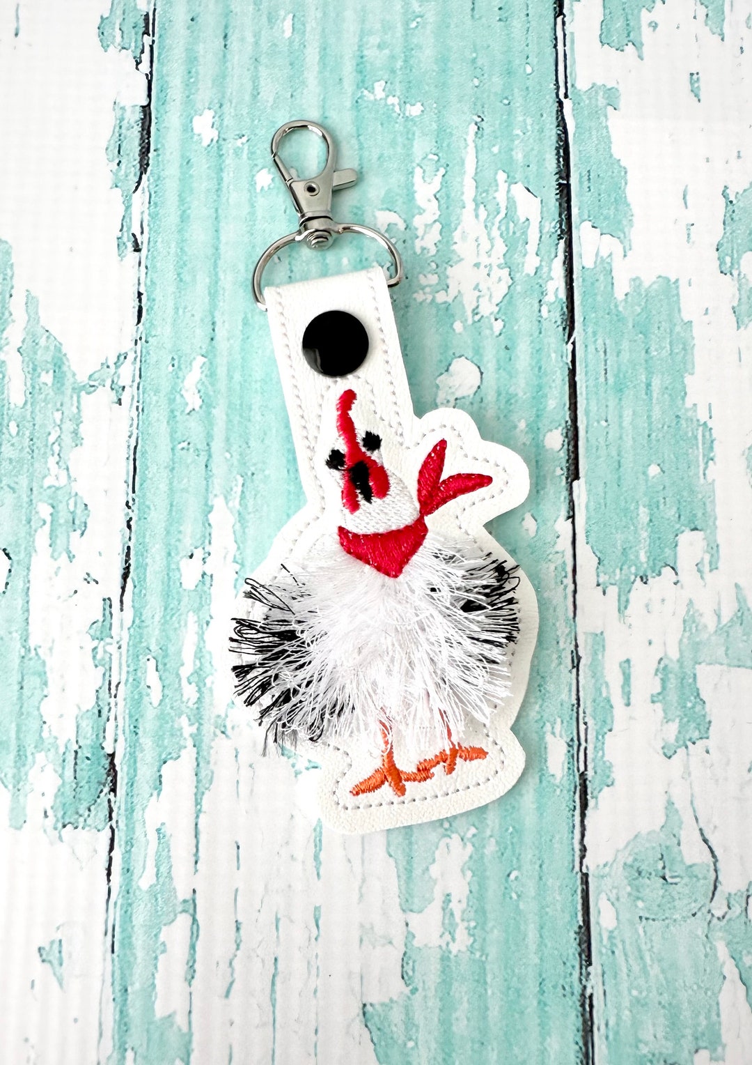 Fuzzy Chicken Keychain, Fringe Chicken Key Chain, Chicken Zipper Pull ...