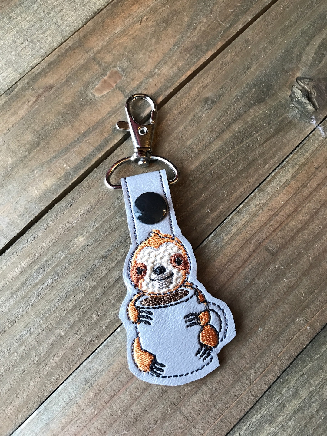 Sloth Keychain, Sloth Coffee Key Chain, Sloth Zipper Pull, Sloth Coffee ...