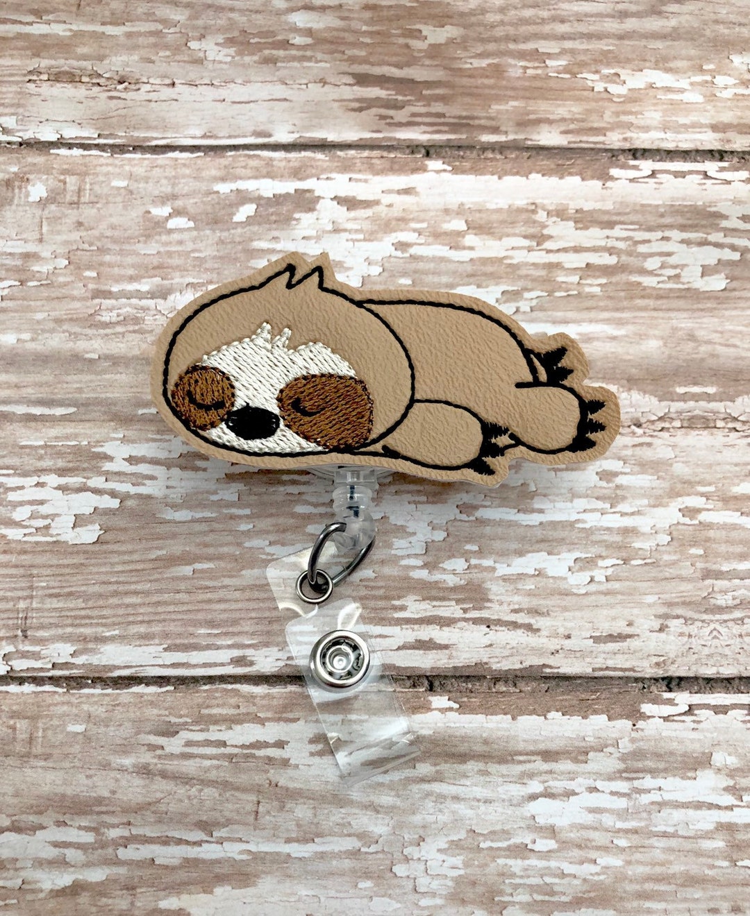 Sleepy Sloth Badge Reel, Nurse Badge Reel, ID Badge Reel, Retractable ...