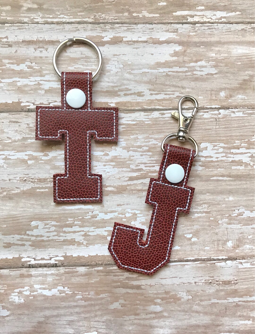 Football Initial Keychain, Football Team Gift, Football Letter Key Fob ...