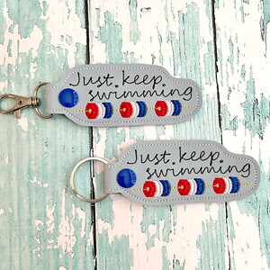 Swimming Keychain, Swimming Key Chain, Just Keep Swimming Zipper Pull ...