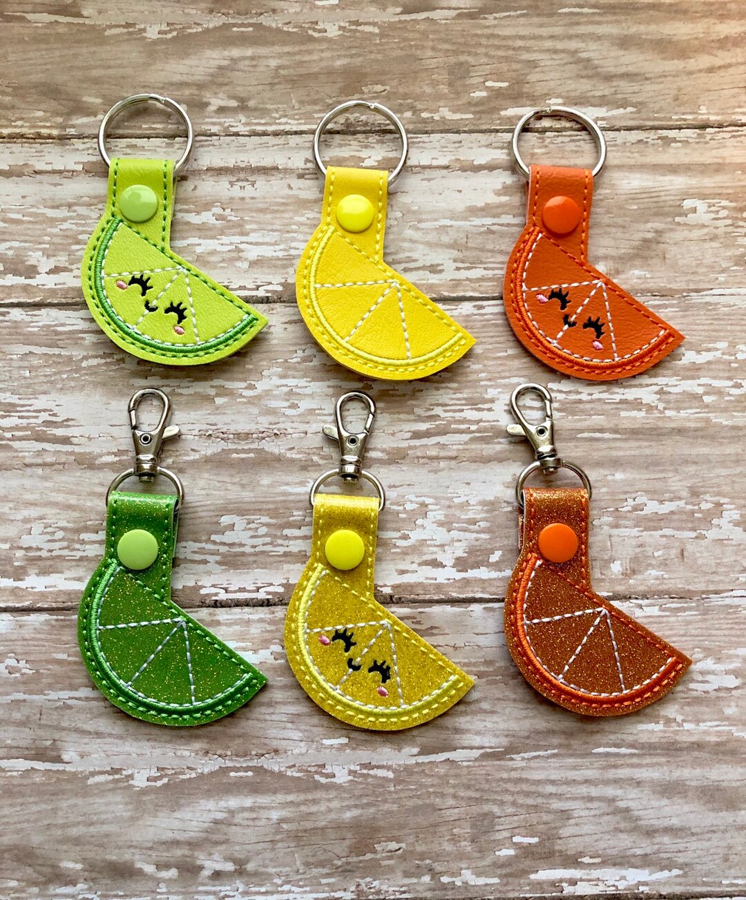 Lemon Slice Keychain, Lime Slice Key Chain, Orance Zipper Pull, Citrus ...