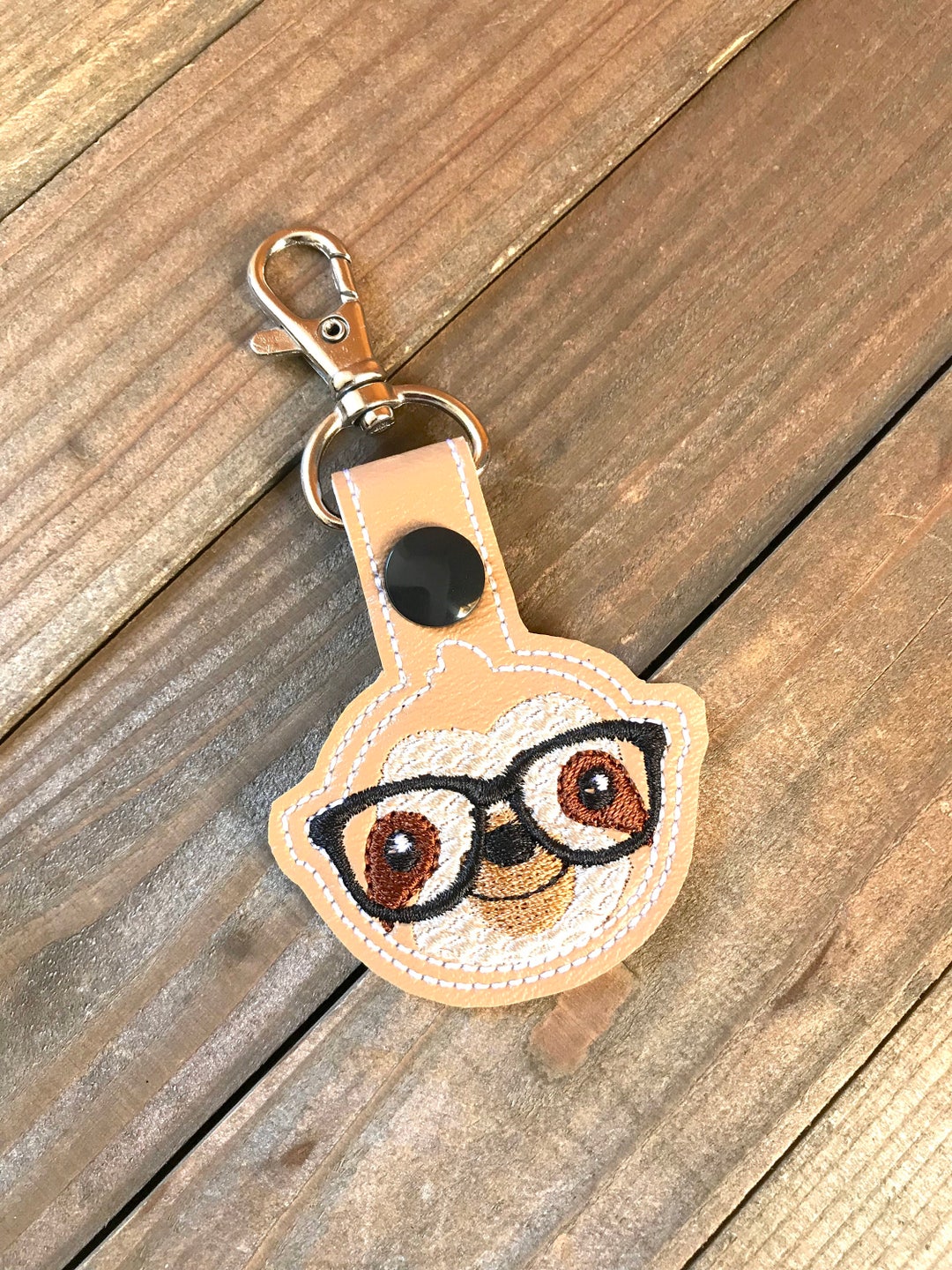 Sloth Keychain, Sloth Key Chain, Nerdy Sloth Zipper Pull, Sloth Bag Tag ...