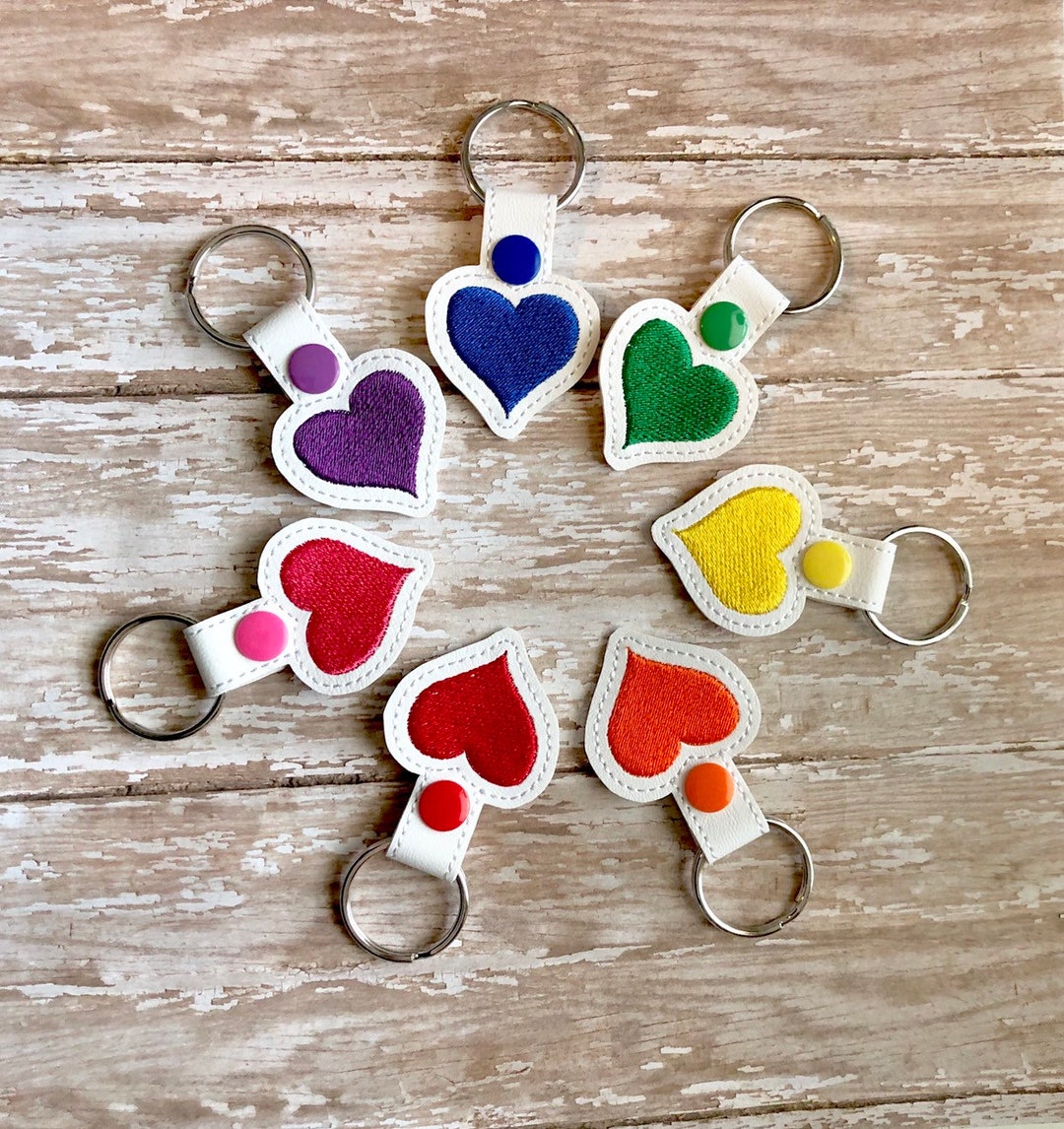 Heart Keychain, Puffy Heart Keychain, Colorful Heart Keychain --- You ...