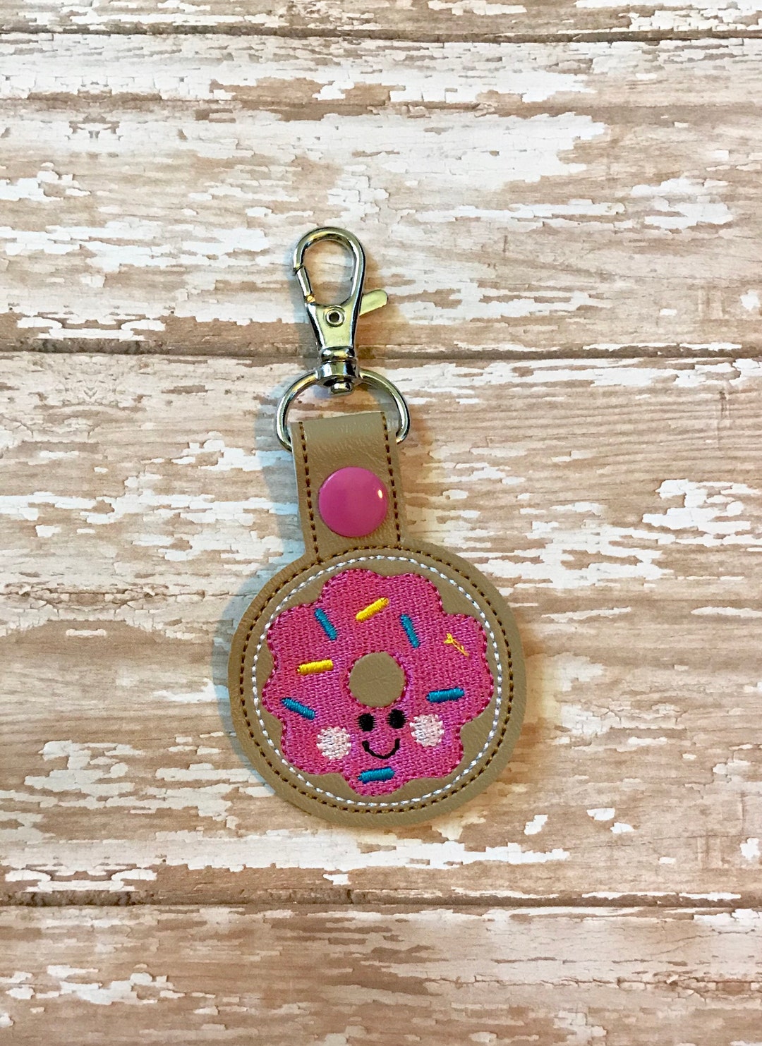 Donut Keychain, Doughnut Key Chain, Donut Snap Tab, Doughnut Zipper ...