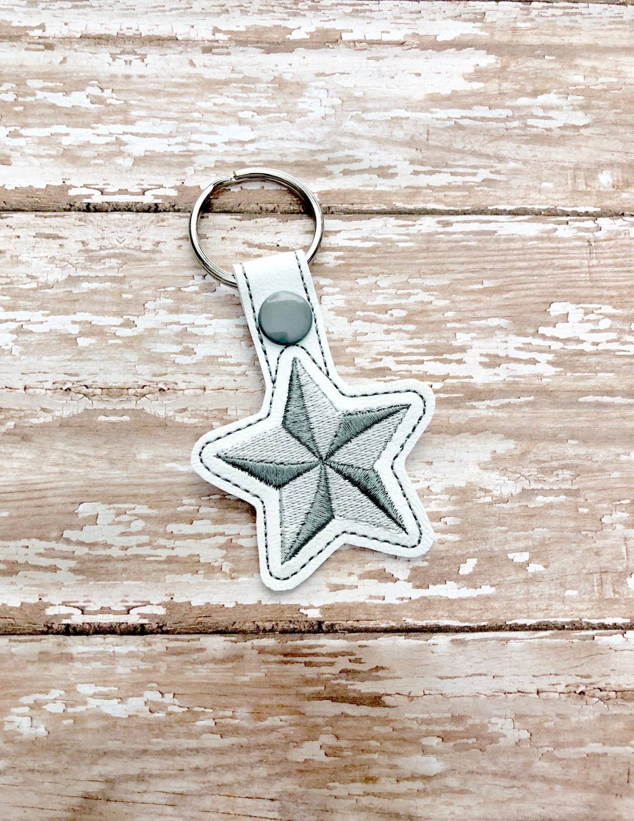 Star Keychain Faceted Star Key Fob Embroidered Star Key | Etsy